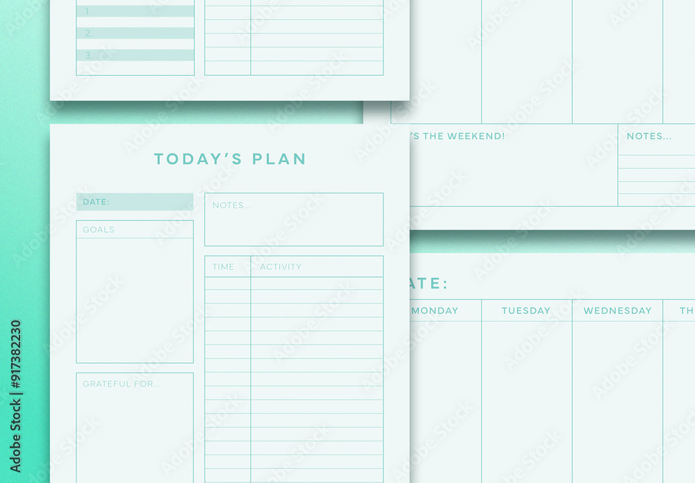 Pastel Green Planner Stock Template | Adobe Stock