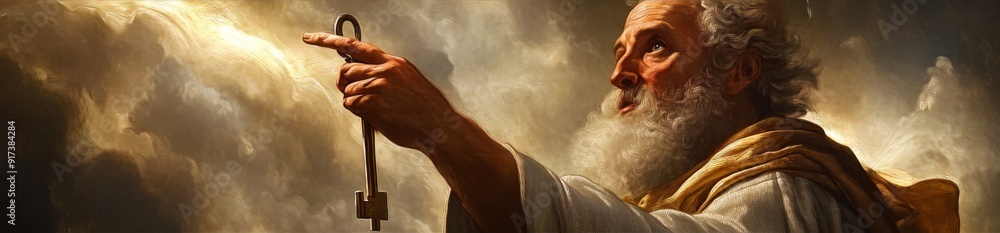 Divine Authority: Saint Peter Grasping the Keys to Heaven, a Symbolic ...