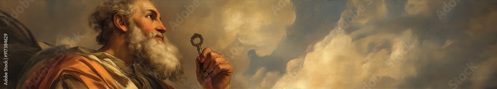 Divine Authority: Saint Peter Grasping the Keys to Heaven, a Symbolic ...