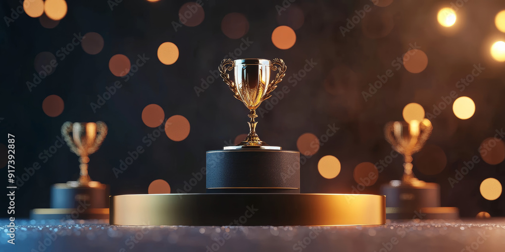 ภาพประกอบสต็อก Winner award podium prize silver gold trophy win ...