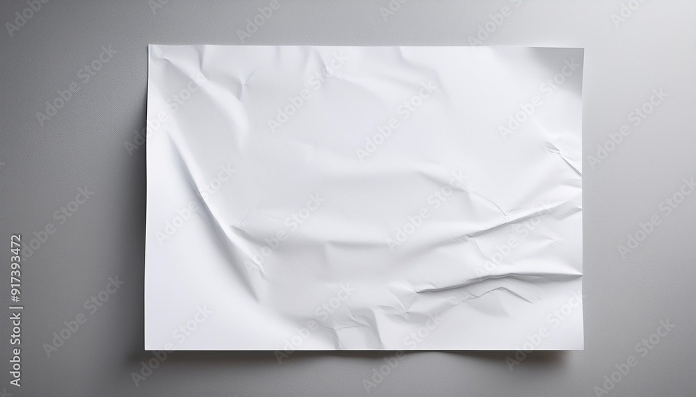 white paper wrinkled poster template blank glued creased paper sheet ...