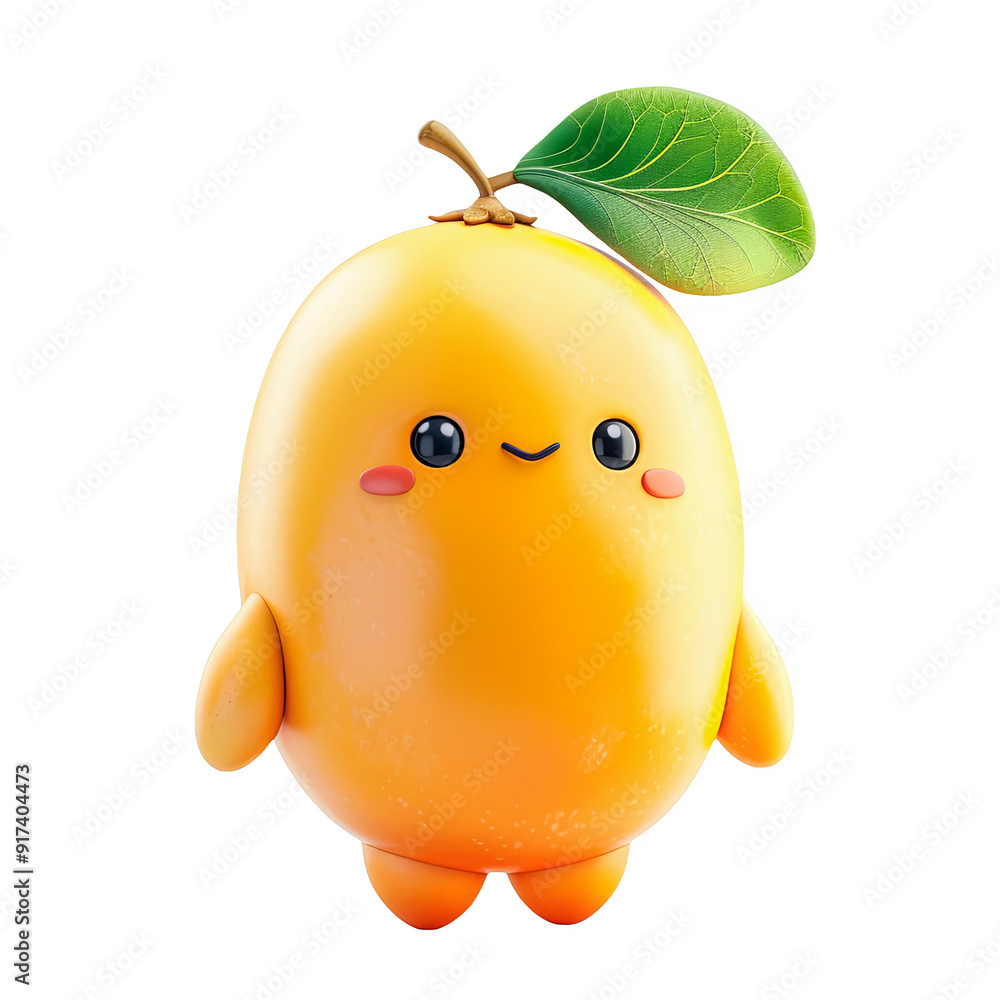 Cute Kawaii Happy Smiling Anthropomorphic Yellow Mango Fruit Character ...