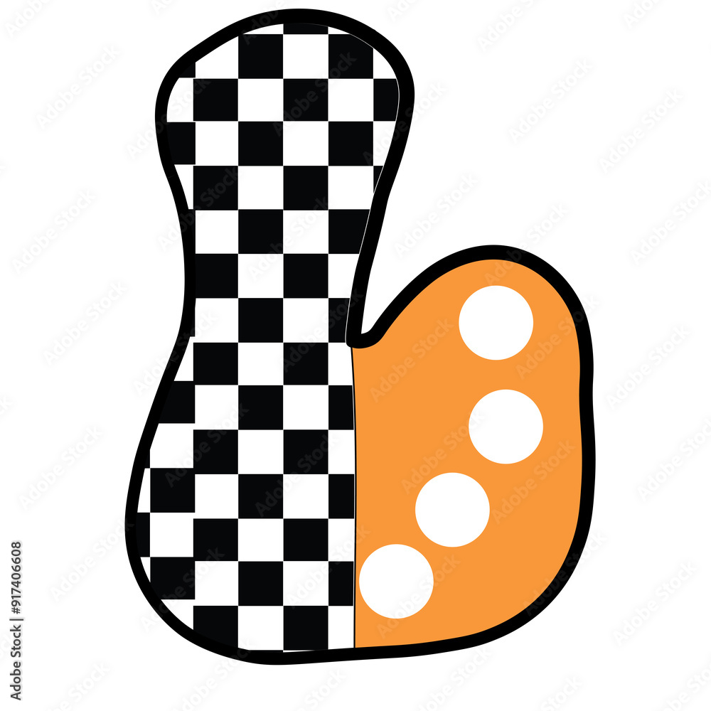 doodle bright polka dots dotted alphabet font half race checkered svg ...