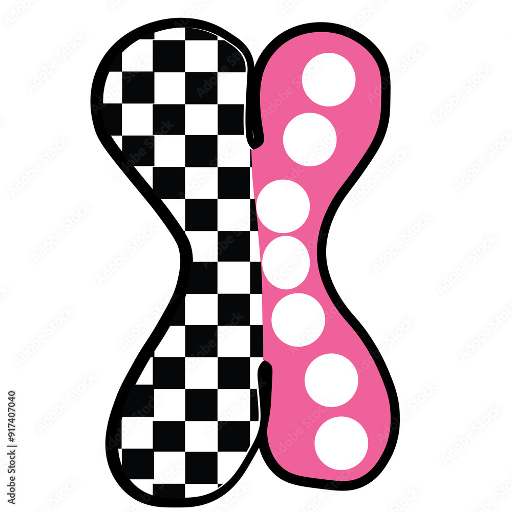 doodle bright polka dots dotted alphabet font half race checkered svg ...