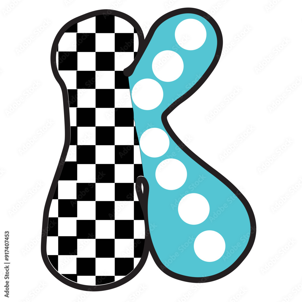 Vetor de doodle bright polka dots dotted alphabet font half race ...