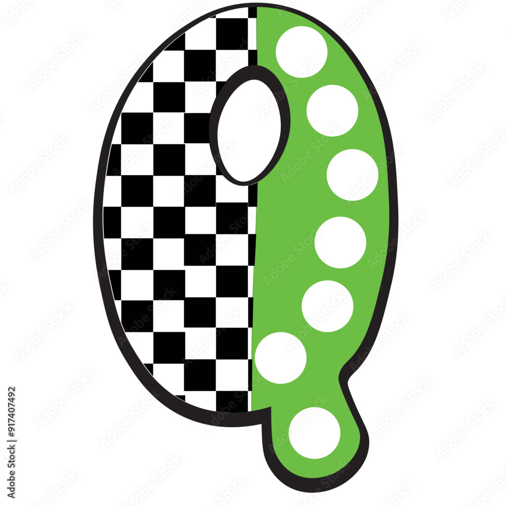 doodle bright polka dots dotted alphabet font half race checkered svg ...