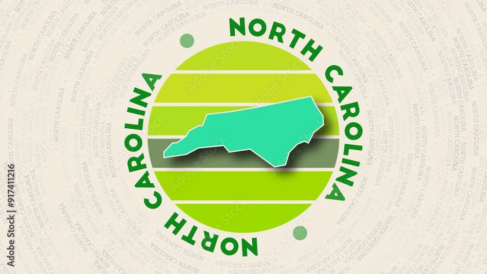 North Carolina logo intro. Badge with the circular name and map of US ...