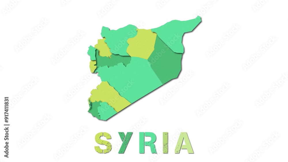 Syria map with paper regions. Animated country map growing from regions ...