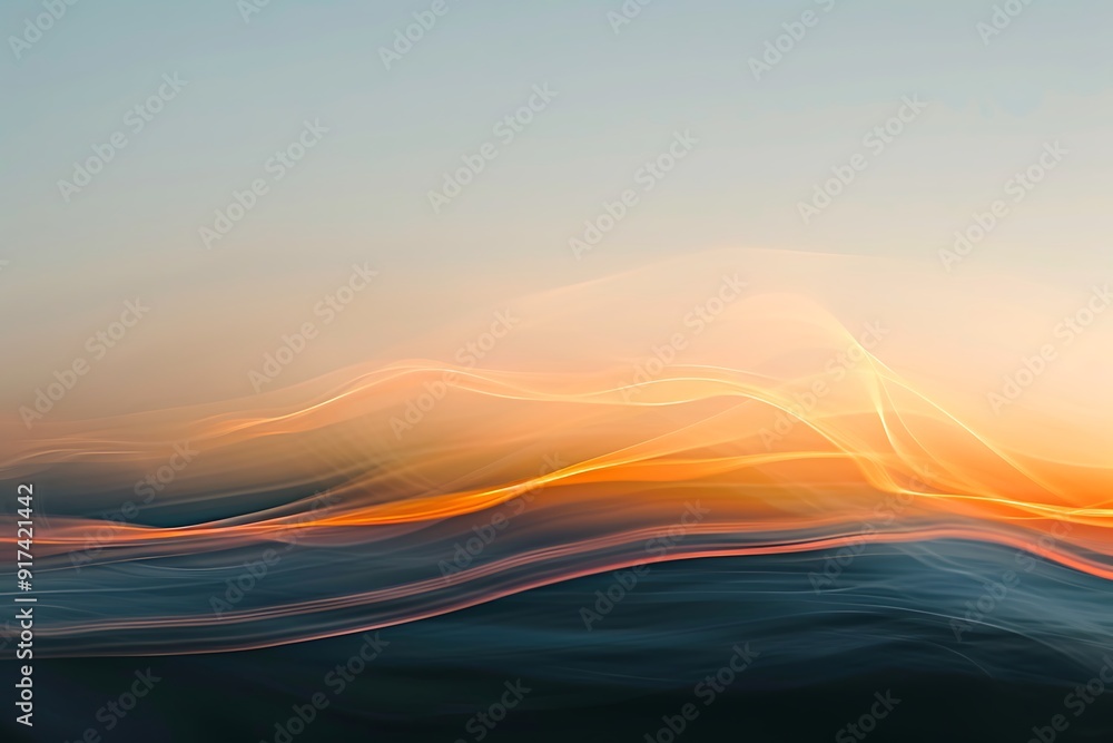 Abstract sunrise, blending warm and cool tones, dynamic and flowing ...