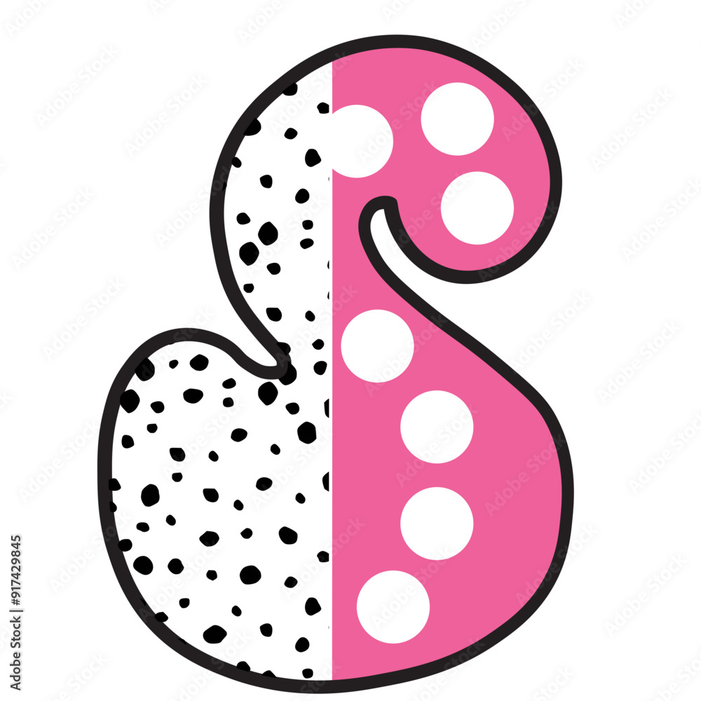 Vetor de Dalmatians dots half doodle bright font alphabet polka dot ...