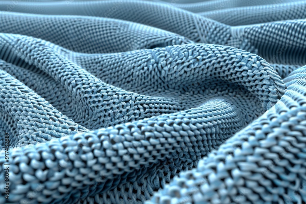 3d animation of a close-up view of white threads woven together ...