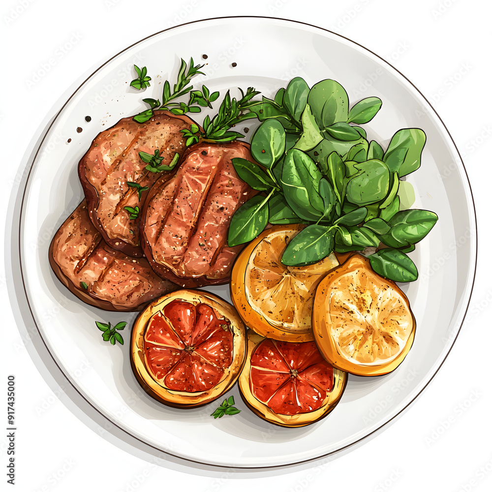 top shot motion of dinner menu made in animation isolated on white ...