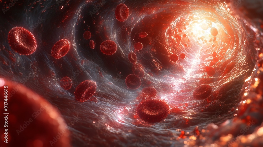 Red blood cells, erythrocyte cell, flow of red blood cells inside a ...