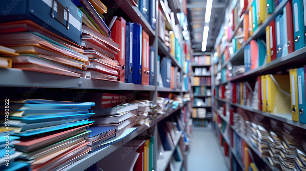 paper documents stacked in archive. folders with documents on the ...