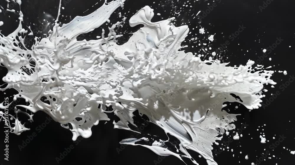 Splashed paint over black background, dynamic art concept, texture and ...