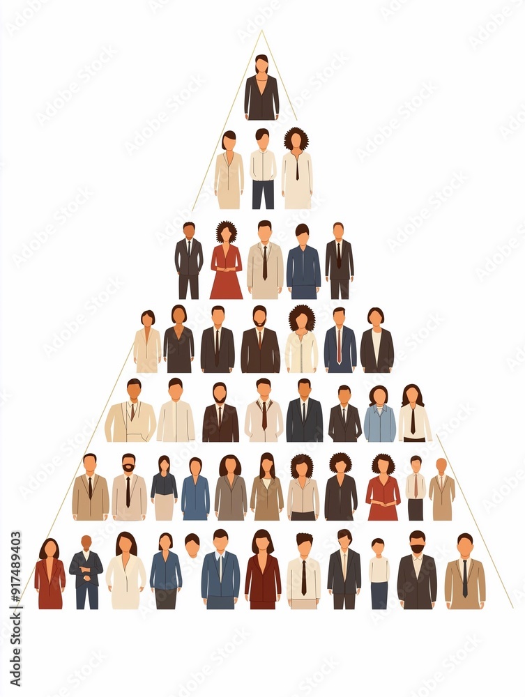 Design of flat vector people icons in a pyramid shape with different ...