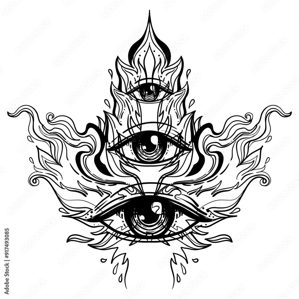 Eye with sacred geometry symbol tattoo design. Seed of Life. Ancient ...