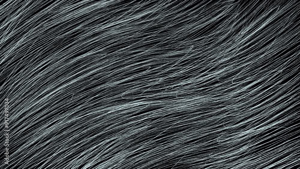 Video transition with white hair on black screen. Fur animation for 4K ...