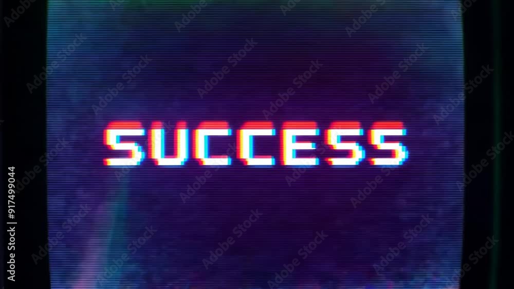 "Success" 8 bit Glitch Text Animation Loop Rendering with Alpha Channel Background 8bit Text ...