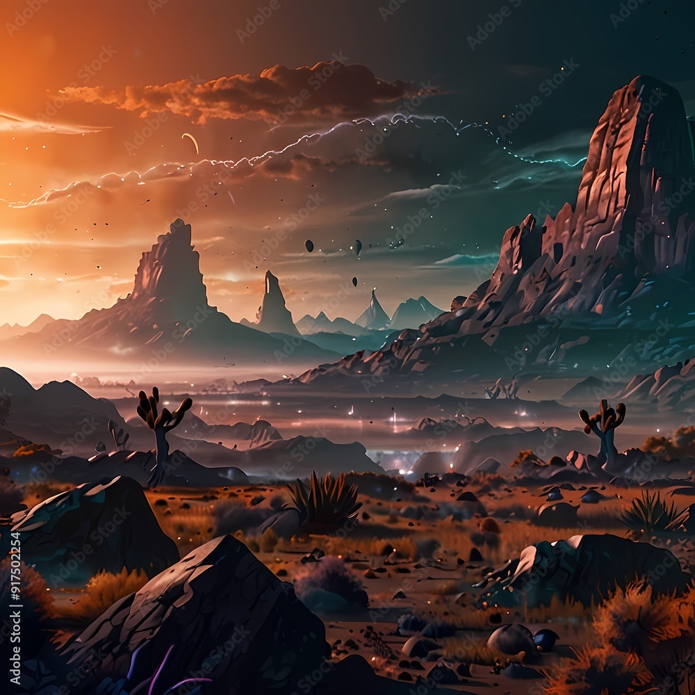 Alien Planet Landscape with Otherworldly Terrain and Exotic Flora – A ...