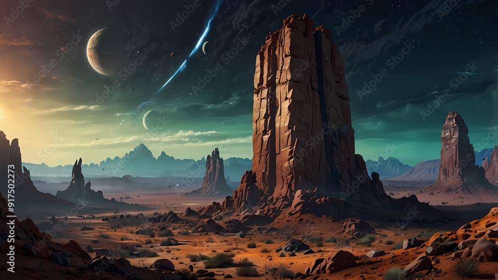 Alien Planet Landscape with Otherworldly Terrain and Exotic Flora – A ...