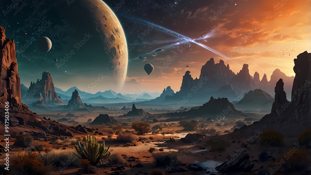 Alien Planet Landscape with Otherworldly Terrain and Exotic Flora – A ...