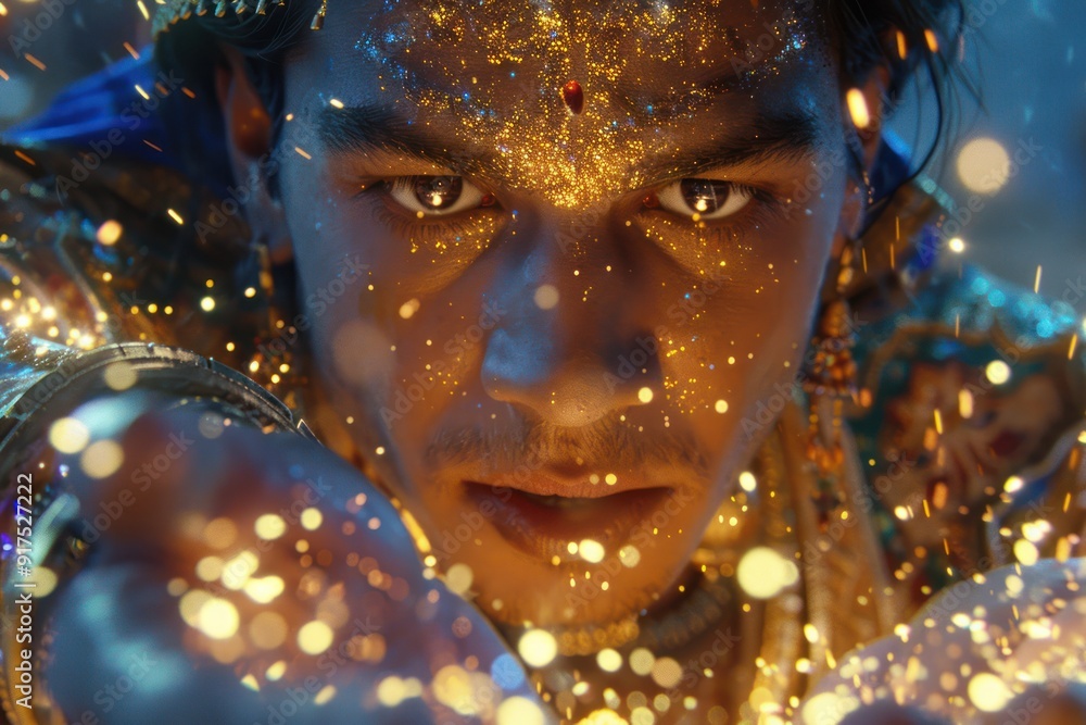 Mystical Arabian Genie Performing Powerful Magic with Enchanted Powers ...