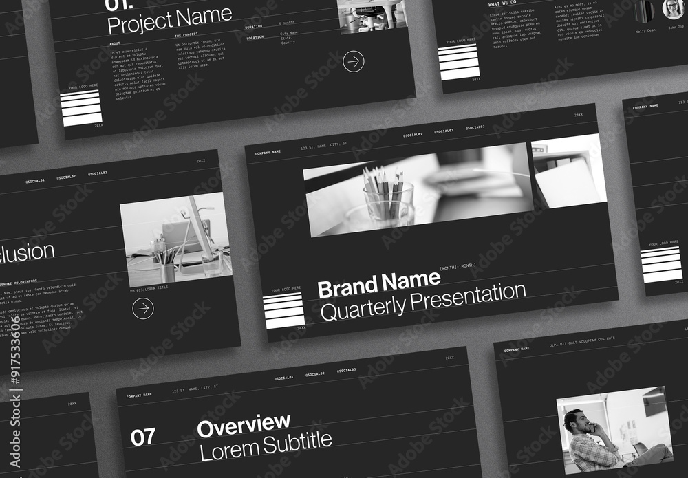Black & White Presentation Layout Stock Template | Adobe Stock