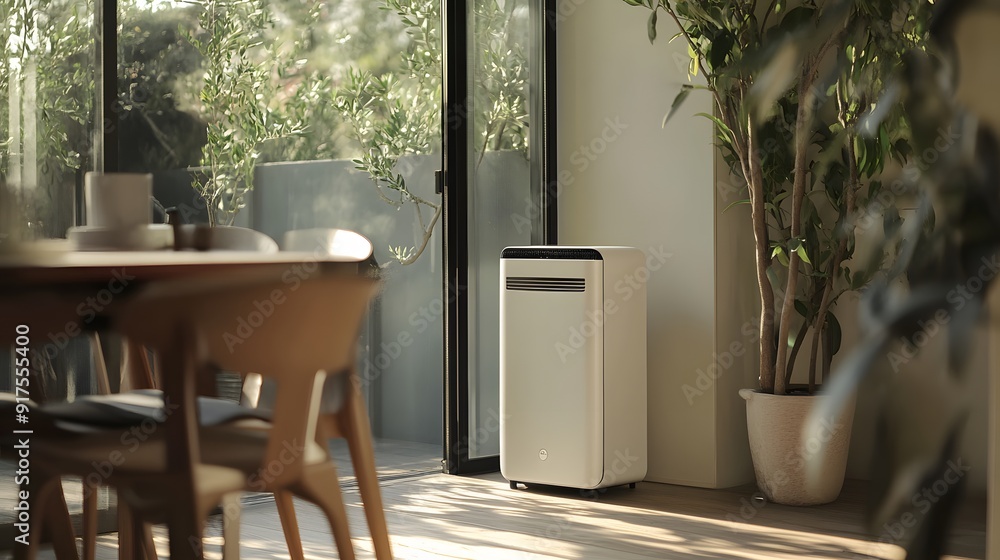 61. A modern, compact air purifier with a sleek design and intuitive ...
