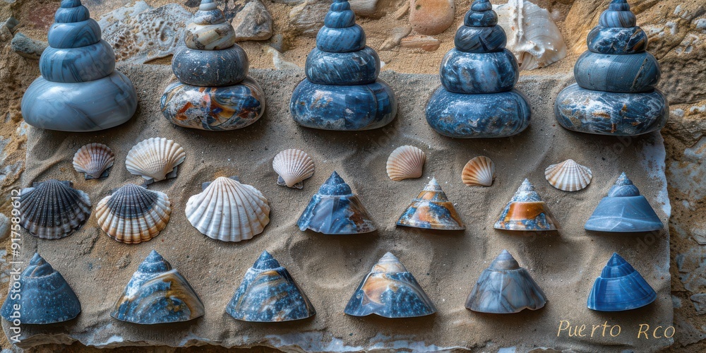 Collection of Various Seashell Specimens Displayed on a Sandy Surface ...