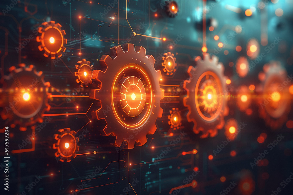 An abstract technology background featuring a business process diagram ...