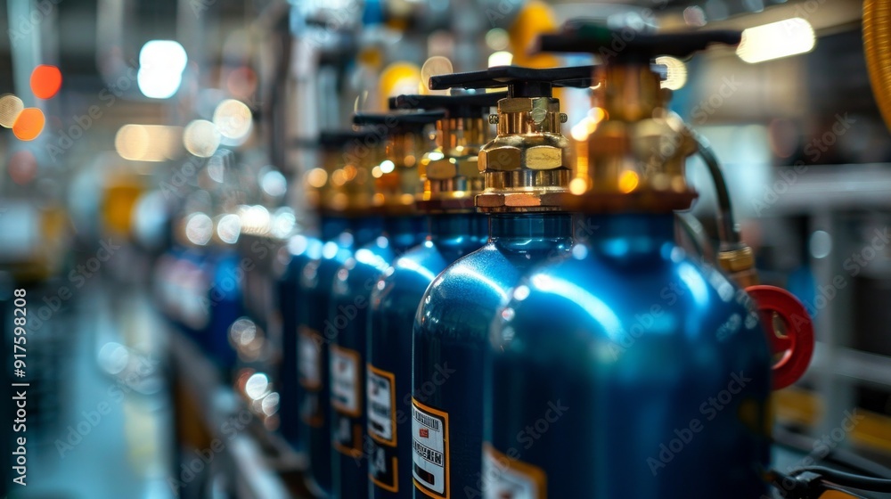 Oxygen cylinders for industrial in the warehouse, factory. To use for ...