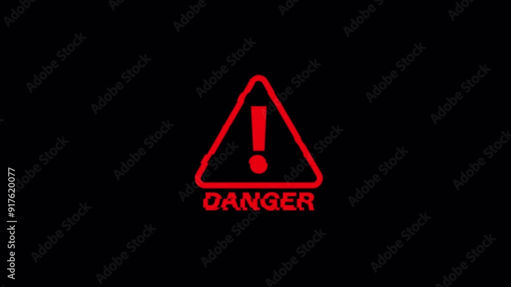 red danger icon exclamation mark animation, glitch danger sign ...