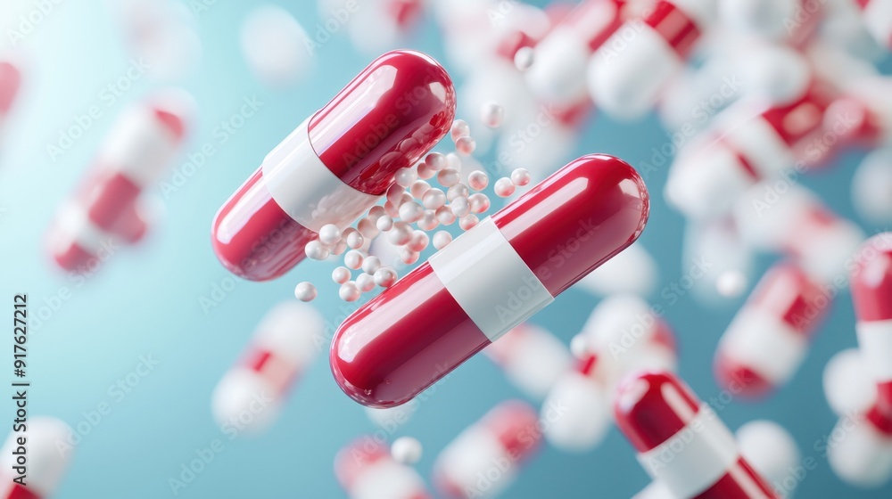 Cholesterollowering medication pills shown in 3D, dissolving and ...