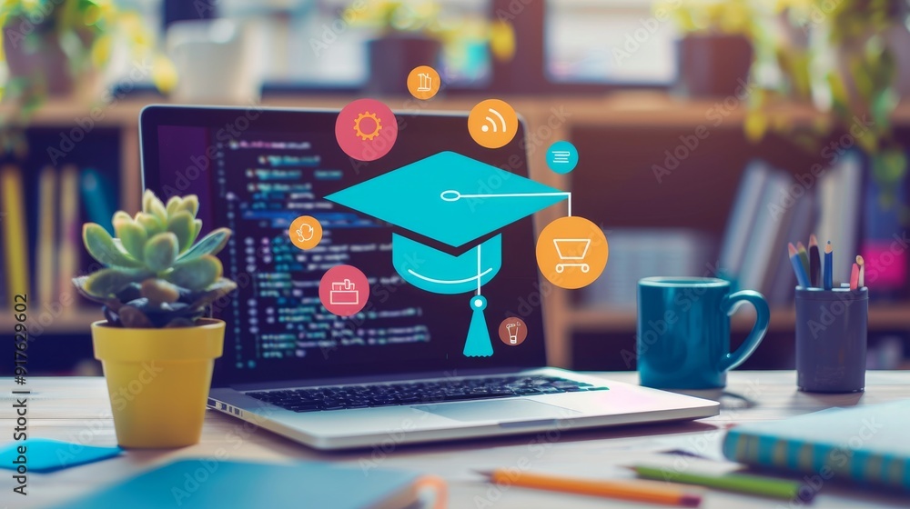 EdTech Education technology distance learning online concept. Online ...