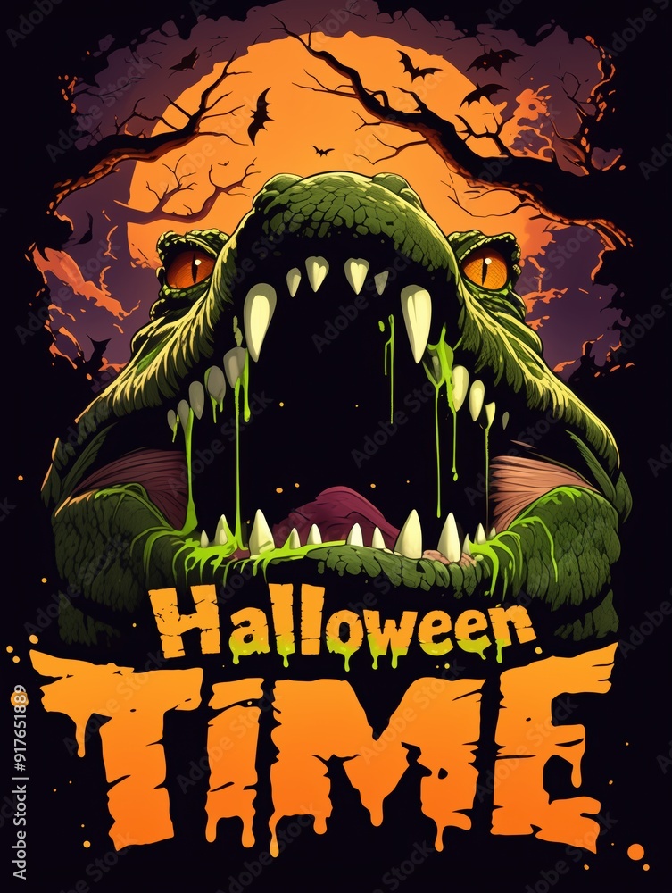 Halloween Horror: Creepy Crocodile Swamp Monster with Bloody Teeth ...