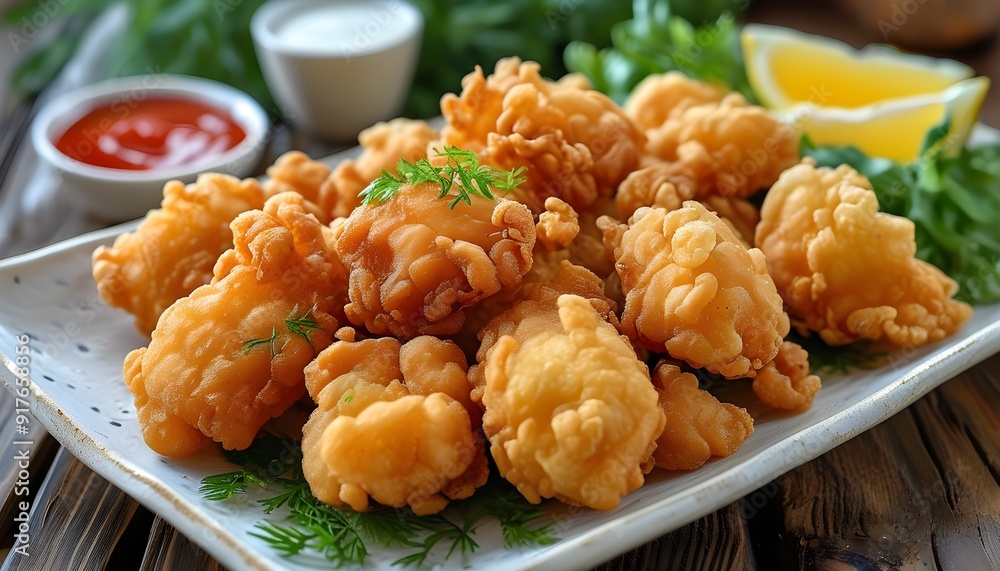 Delicious fried fish fillets, crispy on the outside and tender on the ...