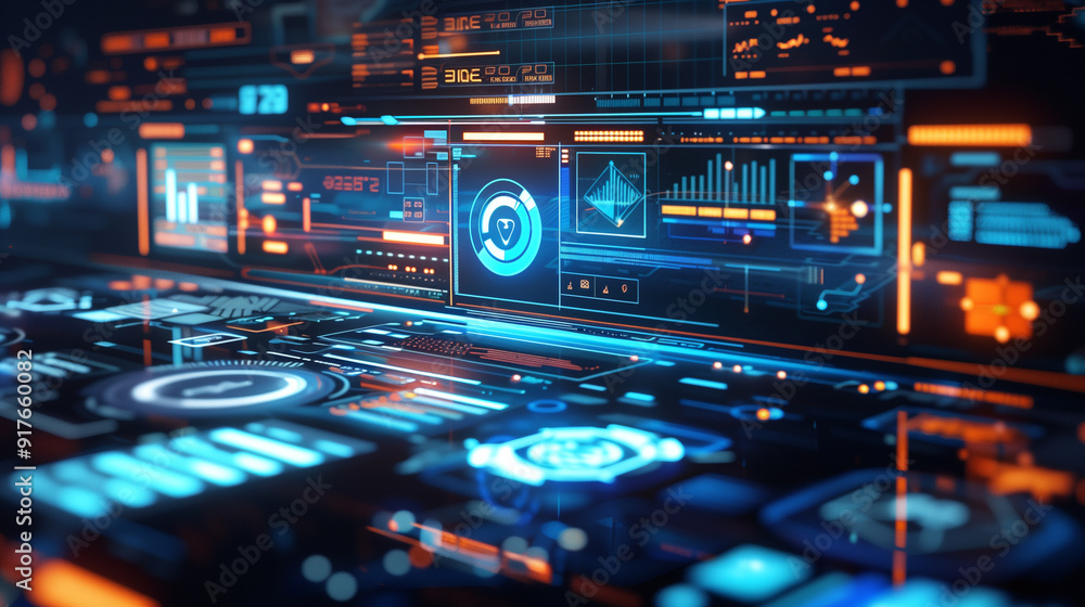 futuristic digital technology data management system augmented reality ...