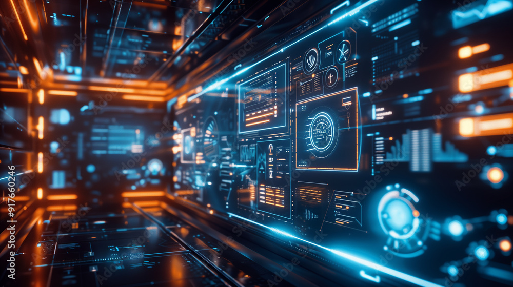 futuristic digital technology data management system augmented reality ...