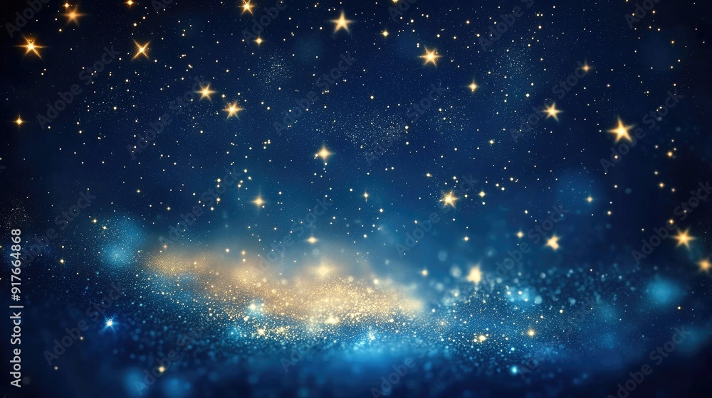 Abstract starry night background with twinkling stars and a deep blue ...