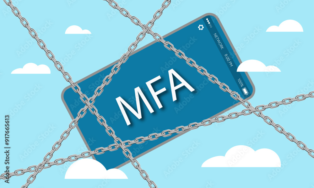Illustration of secure multi factor authentication (MFA) via smartphone ...