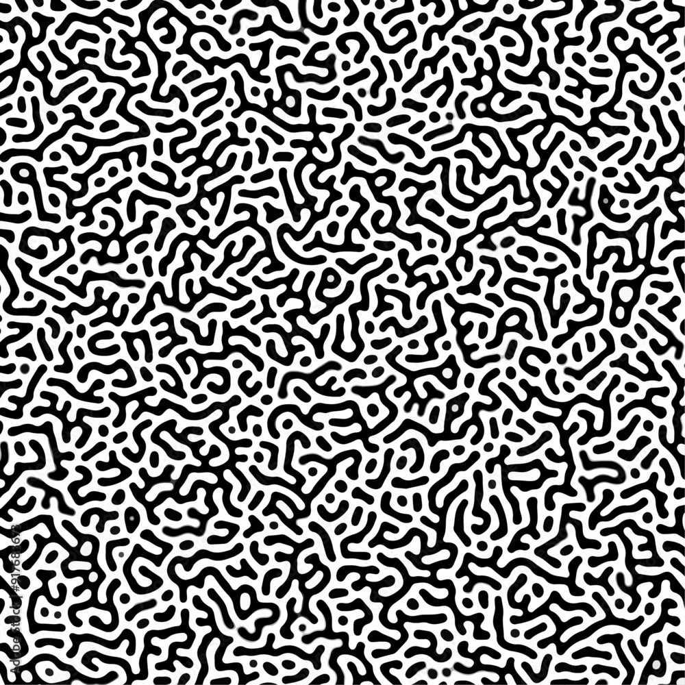 Abstract turing pattern background. White and black color algorithm ...