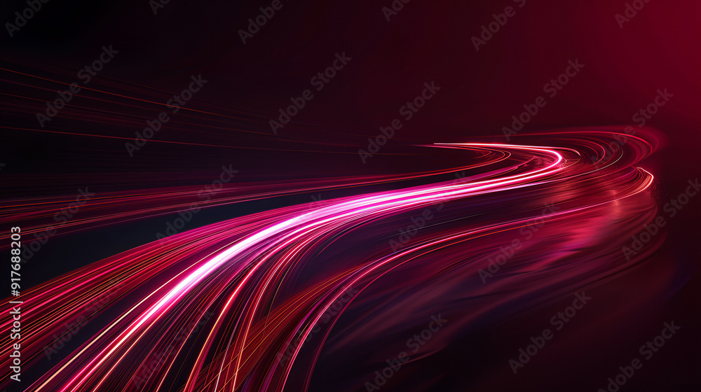 Dynamic Red Light Trails Illustrating High-Speed Data Transmission and ...