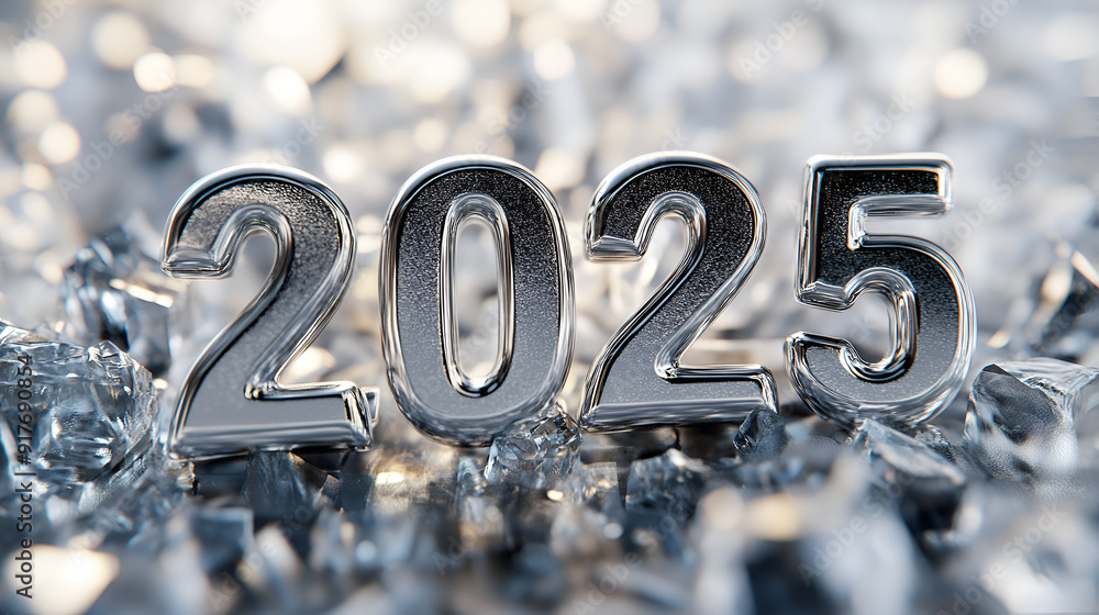 2025 Silver Numbers on White with Transparent Background, Generative Ai ...