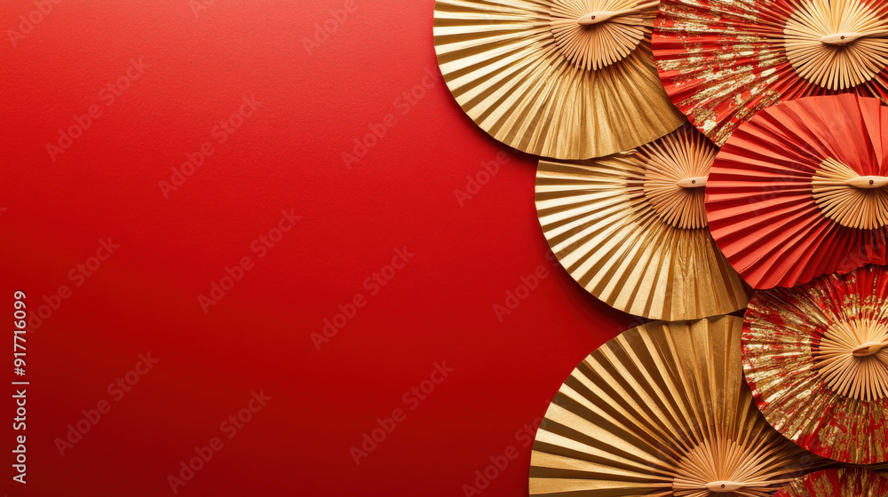 abstract, minimalist background featuring traditional Chinese fans in ...