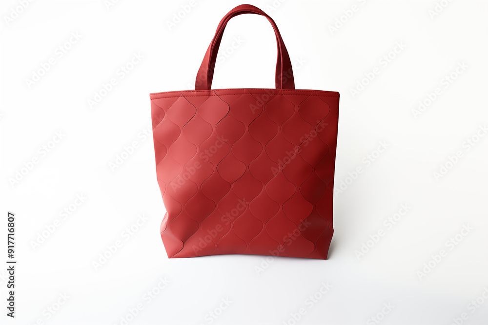Blood red tote bag with complementary color in detailed on a white ...