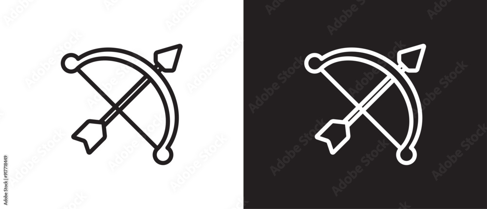 Crossbow icon in line shape, simple weapon icon. Adventure and war game ...