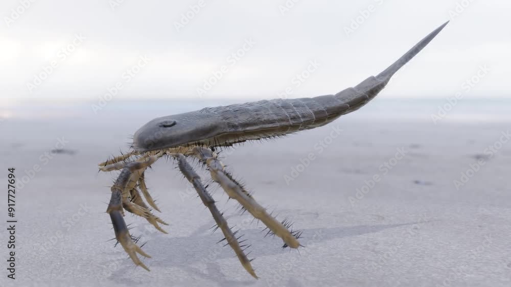 An animation of prehistoric Eurypterid Kokomopterus (Sea Scorpion ...