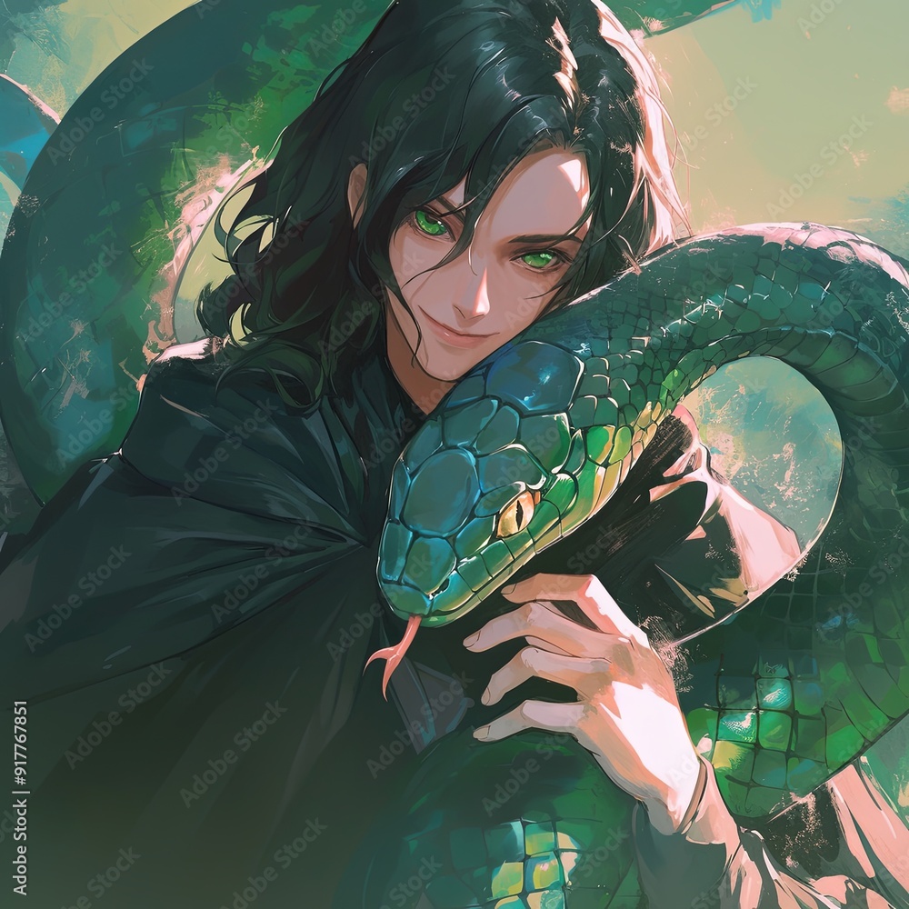 Green eyes with slitted pupils reflect the snake s mesmerizing gaze ...