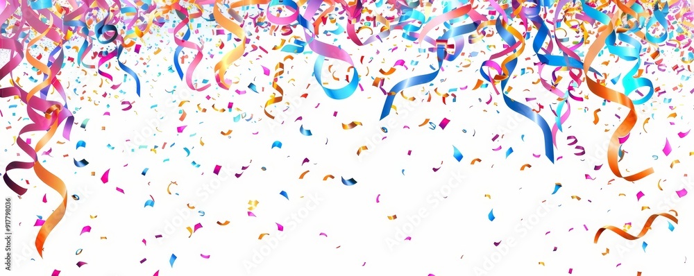 seamless border with colorful ribbon confetti frame template for party ...